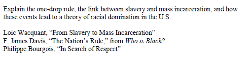 Explain the one-drop rule, the link between slavery | Chegg.com