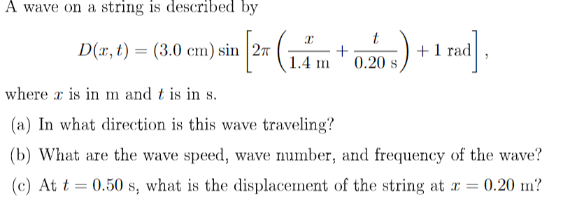 Solved A wave on a string is described by Dx, t) = D(3, 4) = | Chegg.com