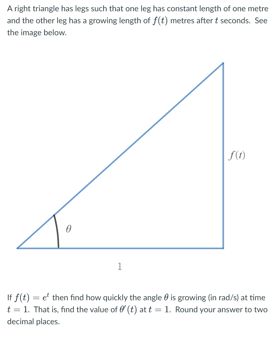 Solved A right triangle has legs such that one leg has | Chegg.com