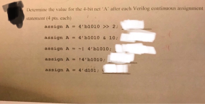 Solved Determine the value for the 4-bit net A after each | Chegg.com