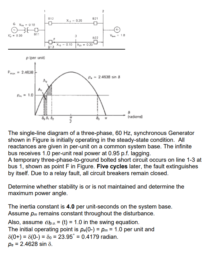 Solved The single-line diagram of a three-phase, 60 Hz, | Chegg.com