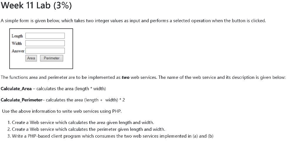 Solved The functions area and perimeter are to be | Chegg.com