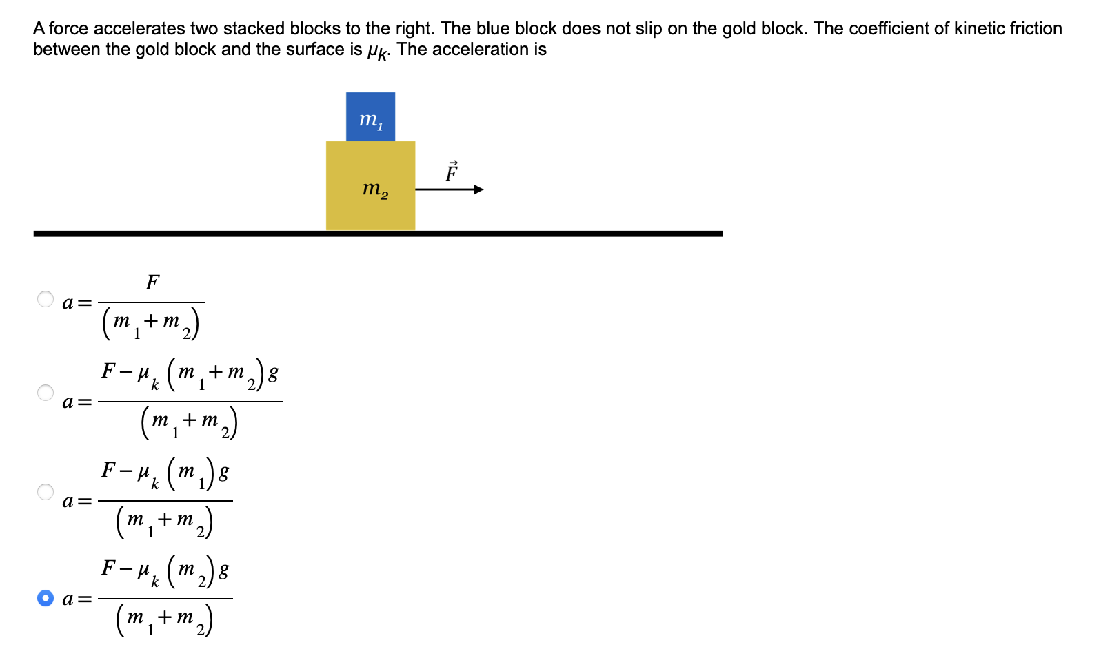 Solved A mass m is placed atop a second mass M which is | Chegg.com