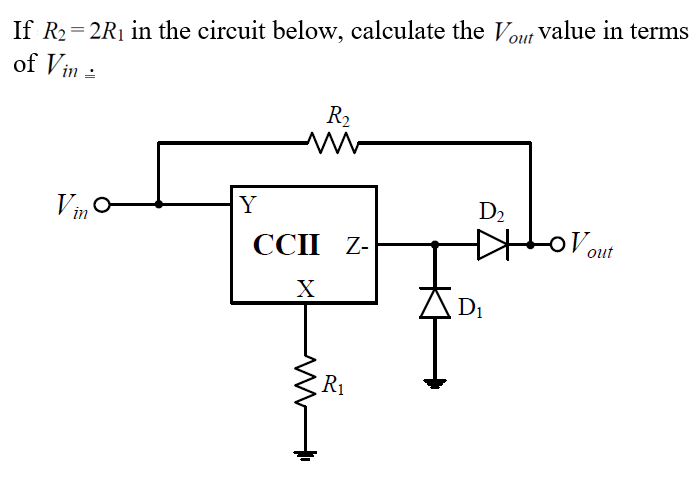 Solved If R2 = 2R¡ in the circuit below, calculate the Vout | Chegg.com
