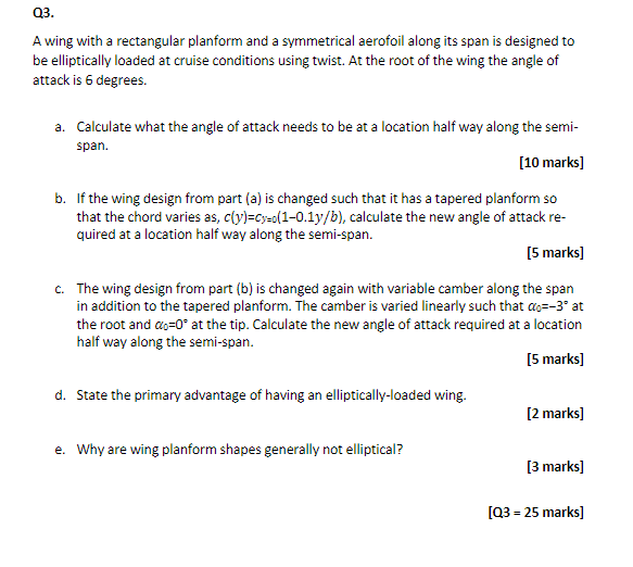 Solved Q3. A wing with a rectangular planform and a | Chegg.com