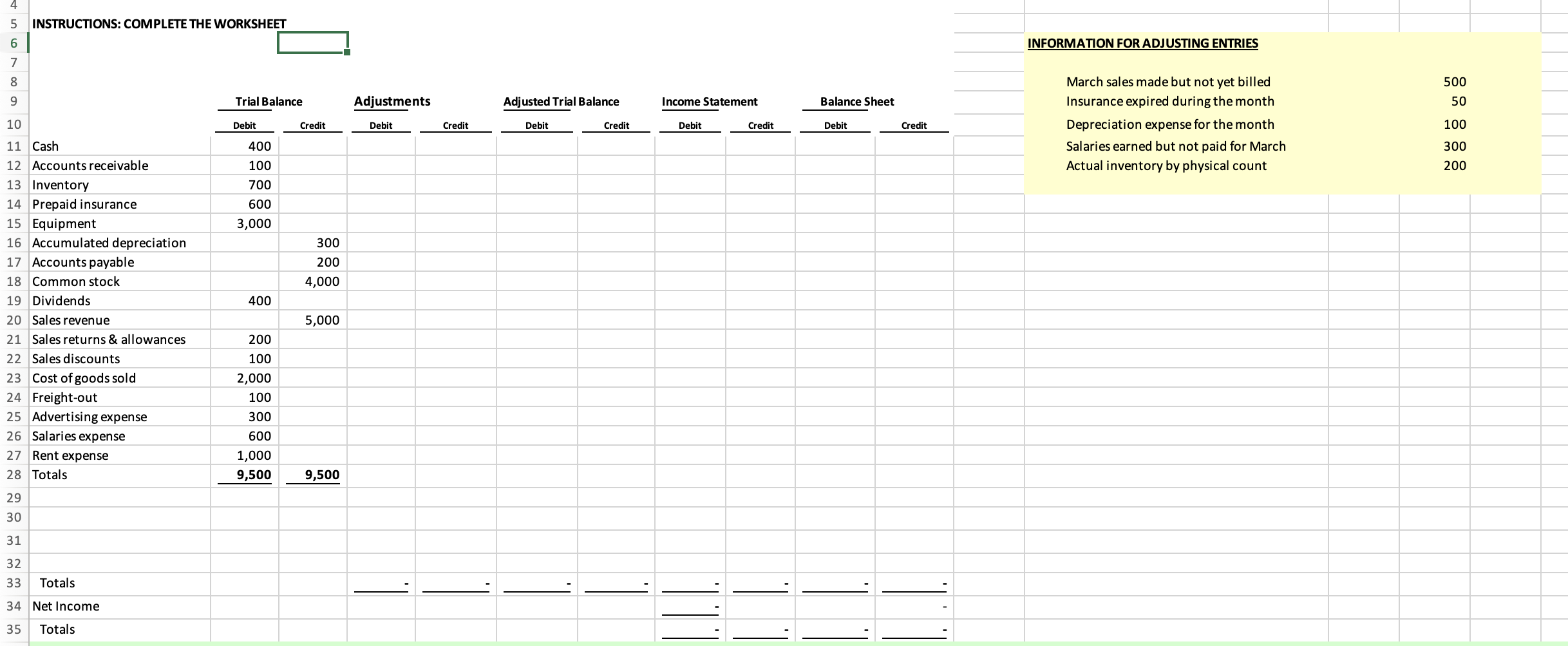 Solved 4 5 INSTRUCTIONS: COMPLETE THE WORKSHEET INFORMATION | Chegg.com