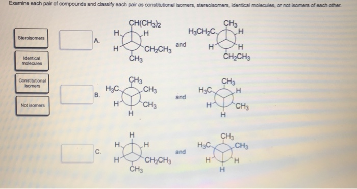 Solved Examine each pair of compounds and classify each pair | Chegg.com