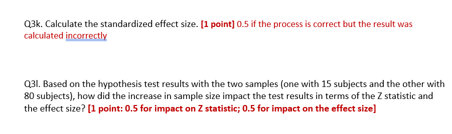 Solved Q3g. Calculate the standardized effect size for this | Chegg.com