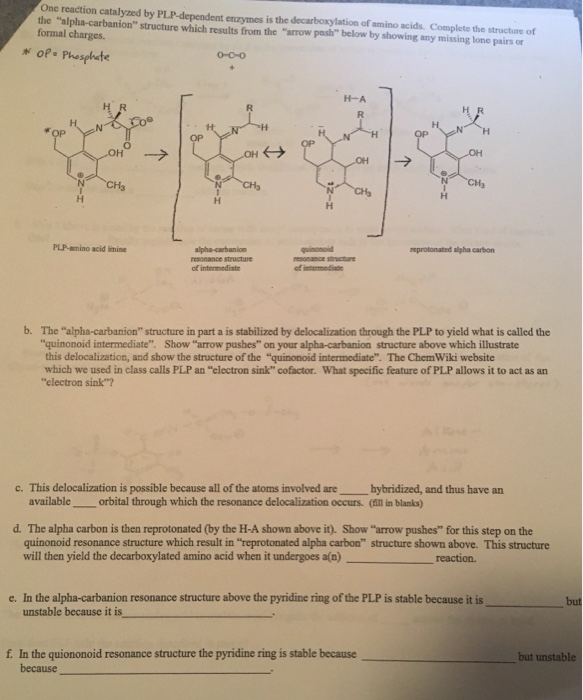 One reaction catalyzed by PLP-dependent enzymes is | Chegg.com