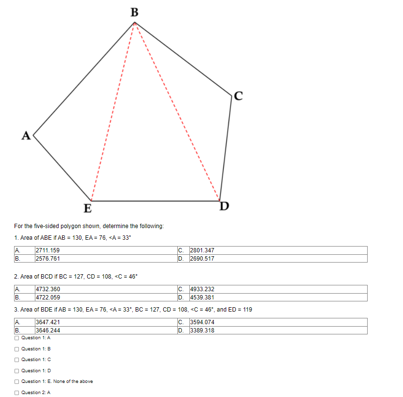 Solved B С A E D For the five-sided polygon shown, determine | Chegg.com