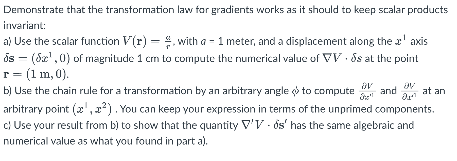 Solved Demonstrate that the transformation law for gradients | Chegg.com