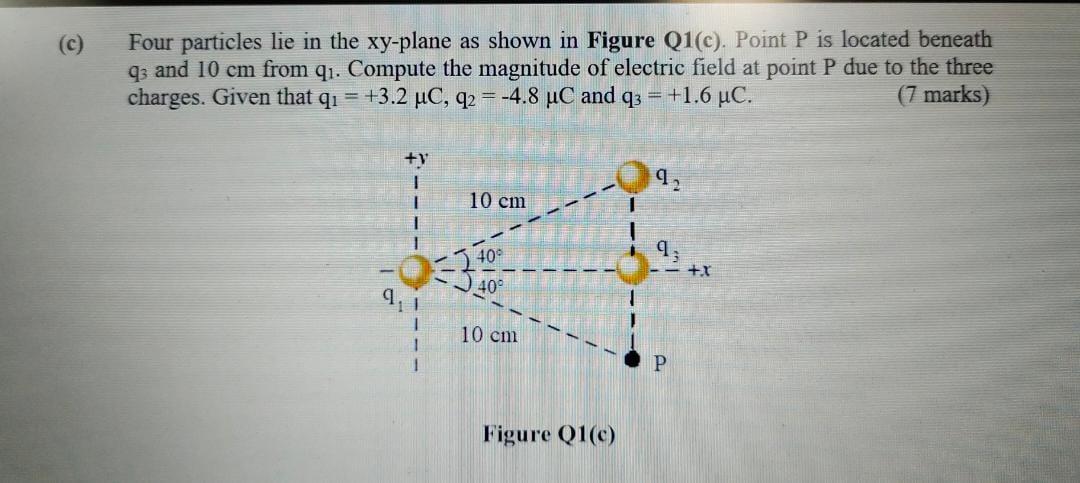 Solved (C) Four particles lie in the xy-plane as shown in | Chegg.com