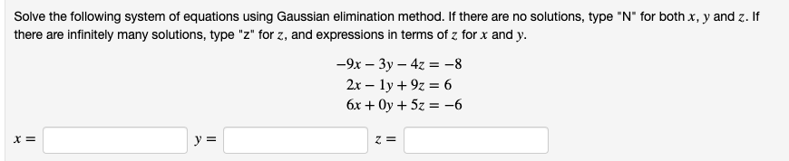 Solved Solve the following system of equations using | Chegg.com