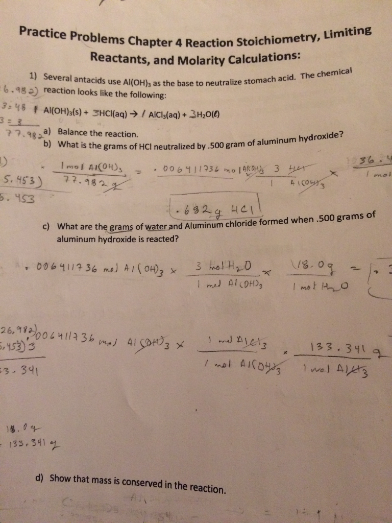Solved Practice Problems Chapter 4 Reaction Stoichiom | Chegg.com