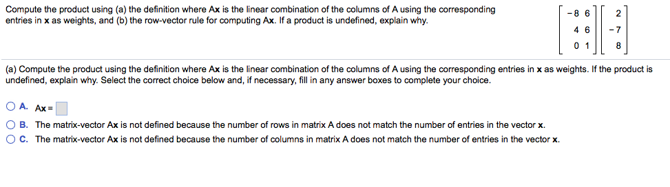Solved Compute the product using (a) the definition where Ax | Chegg.com