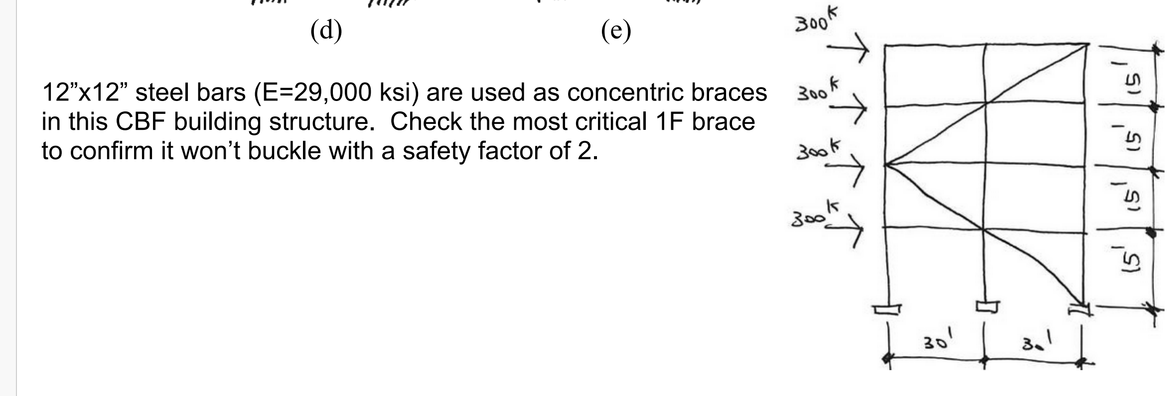 12”x12” steel bars (E=29,000 ksi) are used as | Chegg.com
