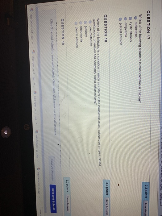 Solved QUESTION 17 3.3 points Save Answ Which of the | Chegg.com