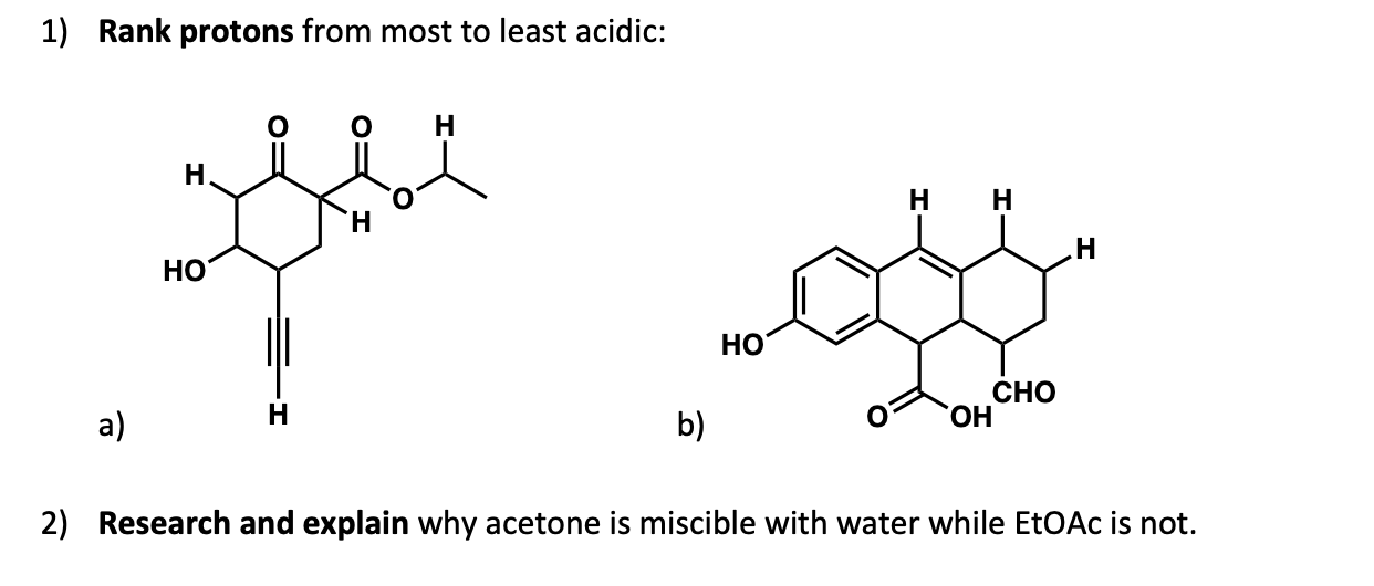 Solved 1) Rank protons from most to least acidic: a 2) | Chegg.com