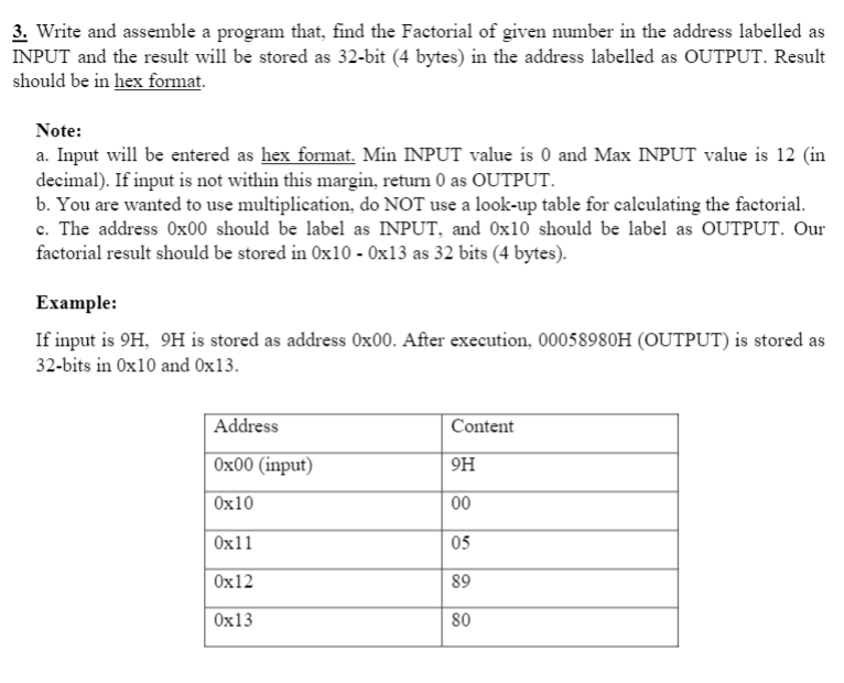 Solved 3. Write and assemble a program that, find the | Chegg.com