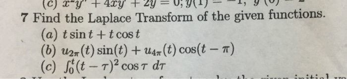 Solved How do I find the Laplace transformations of 7:b and | Chegg.com