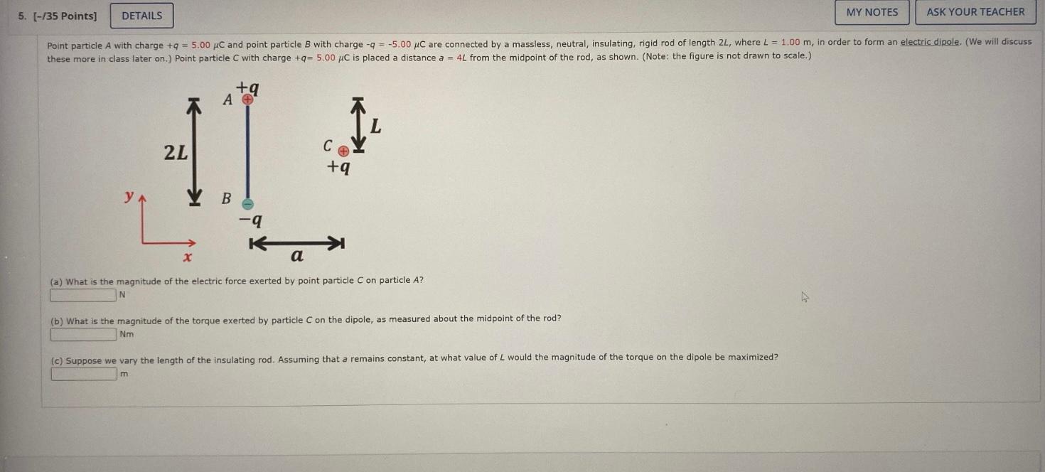Solved Point particle A with charge +q=5.00μC and point | Chegg.com
