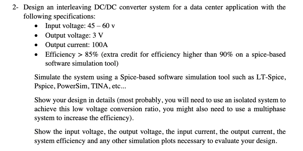 2- Design an interleaving DC/DC converter system for | Chegg.com