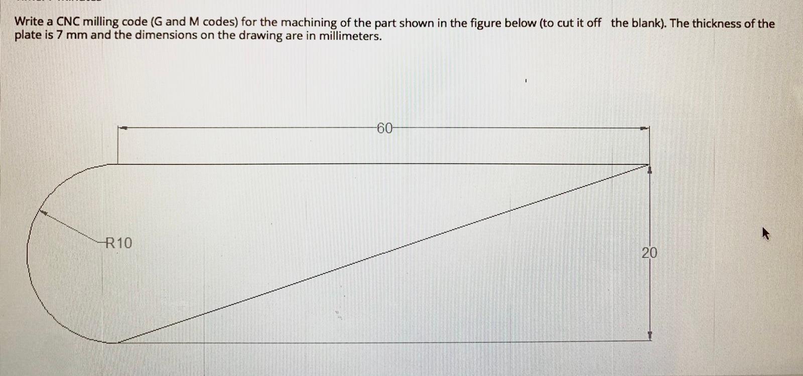 Solved Write a CNC milling code (G and M codes) for the | Chegg.com