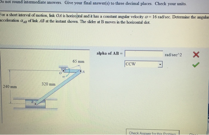 Solved For a short interval of motion., link OA is | Chegg.com