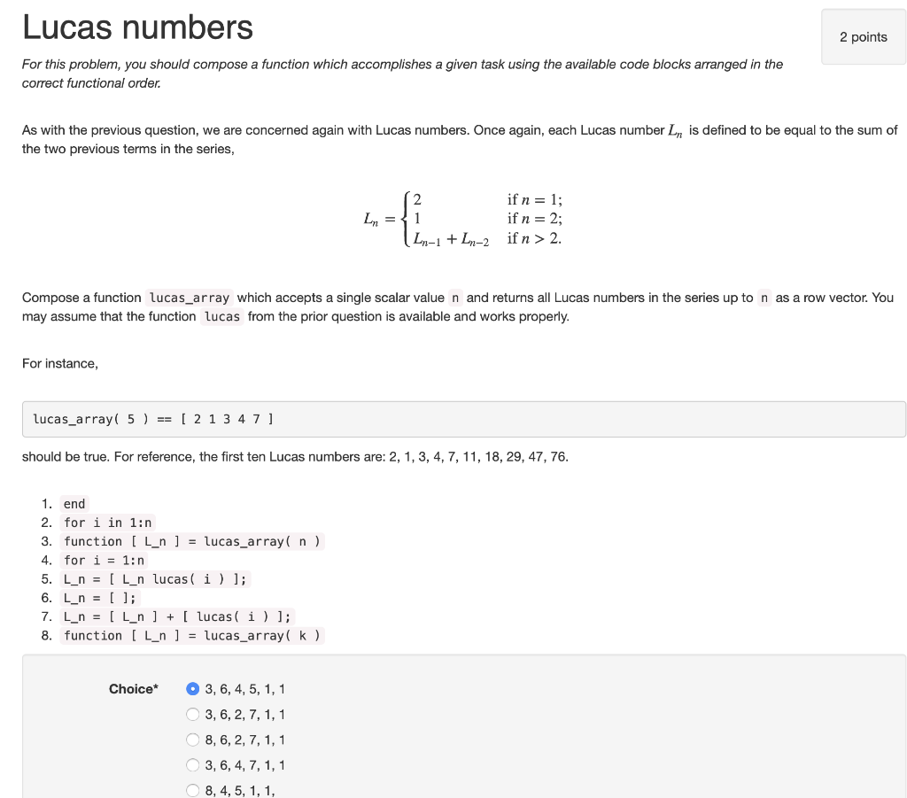 Solved Lucas numbers For this problem, you should compose a | Chegg.com