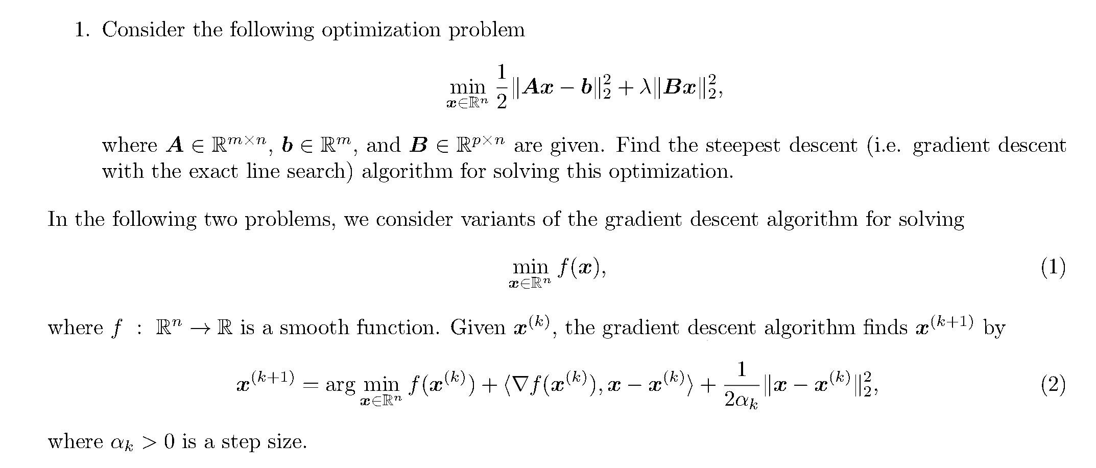 1. Consider the following optimization problem 1 min | Chegg.com