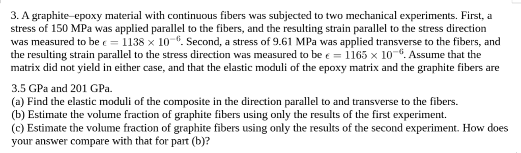 Solved 3. A graphite-epoxy material with continuous fibers | Chegg.com