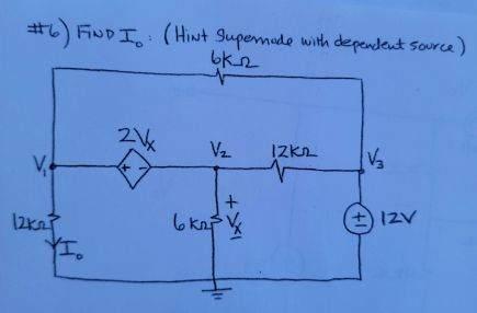 Solved # #6) FIND I (Hint Supermode with dependent source) | Chegg.com