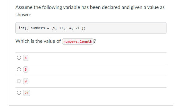 Solved Assume the following variable has been declared and | Chegg.com