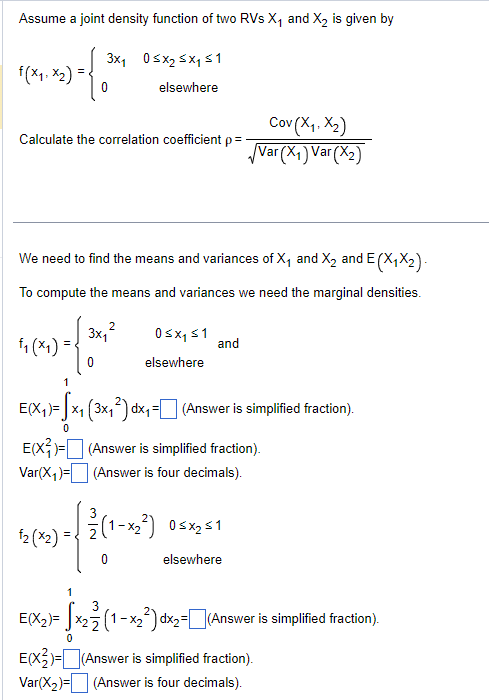 Assume a joint density function of two RVs X1 and X2 | Chegg.com