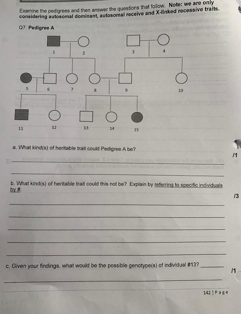 Solved Examine the pedigrees and then answer the questions | Chegg.com