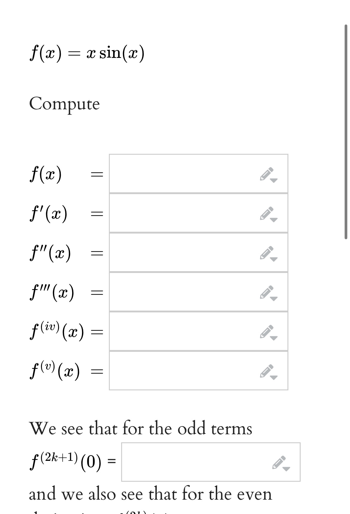 Solved f(x)=xsin(x) Compute | Chegg.com