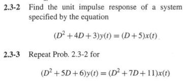 Solved 2.3-2 Find the unit impulse response of a system | Chegg.com