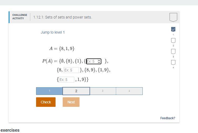 Solved CHALLENGE ACTIVITY 1.12.1: Sets of sets and power | Chegg.com