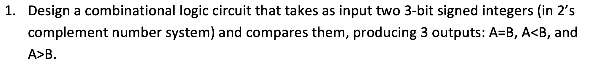 Design a combinational logic circuit that takes as | Chegg.com