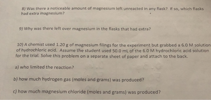Solved how many 4) Based on the limiting reactant, 3 trials? | Chegg.com