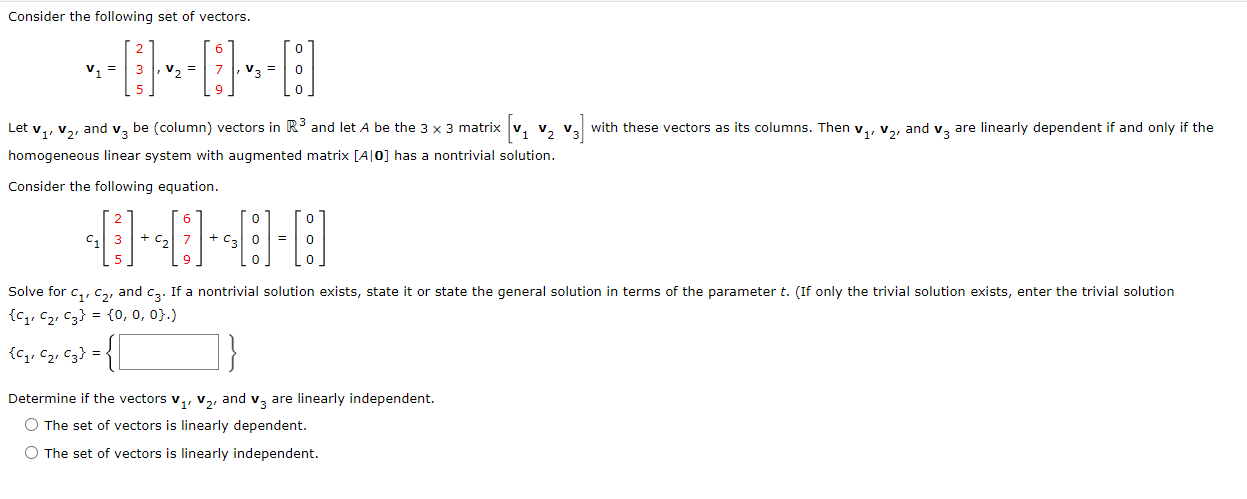 Solved Consider the following set of vectors. | Chegg.com