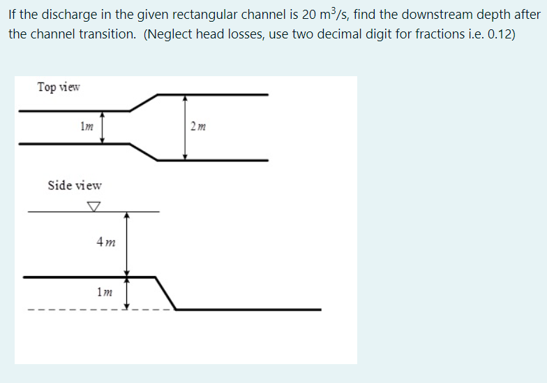 Solved If the discharge in the given rectangular channel is | Chegg.com