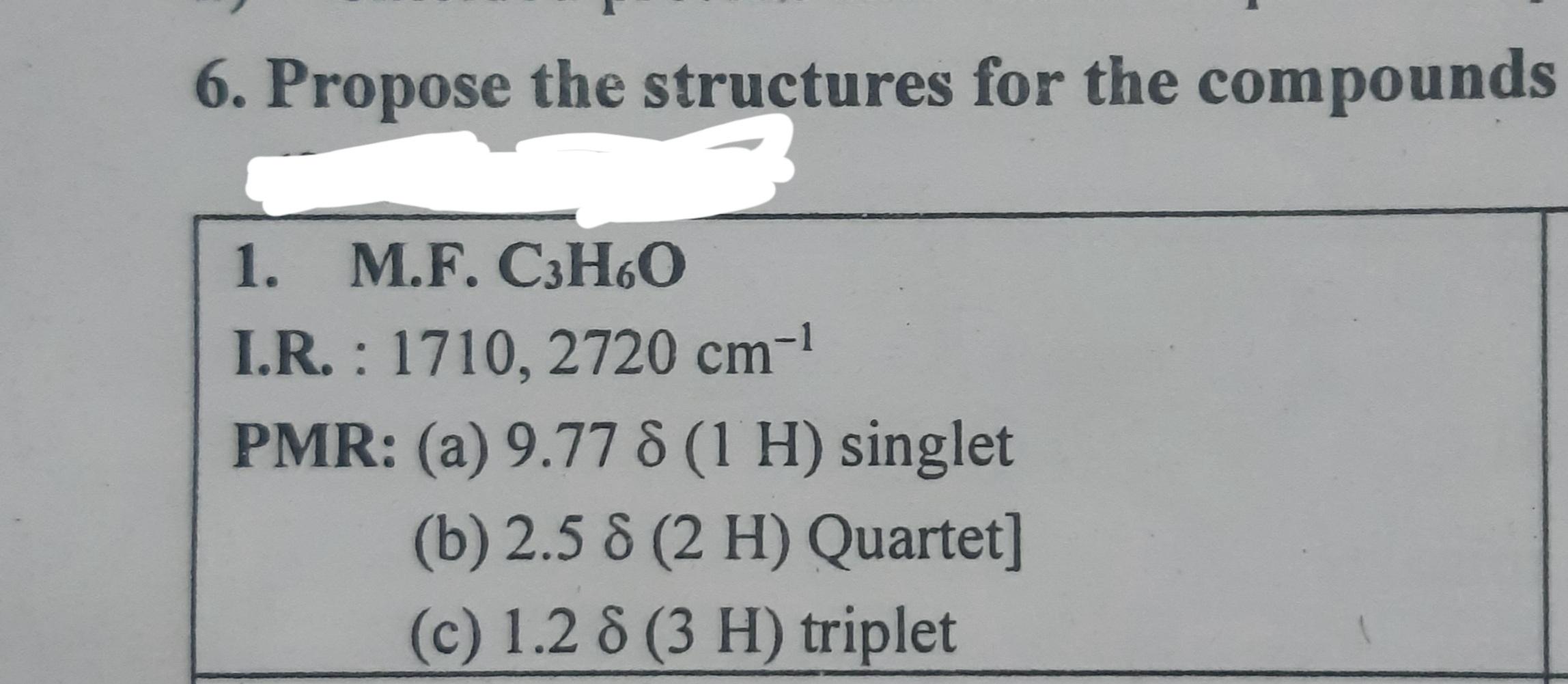 Solved 6. Propose the structures for the compounds | Chegg.com