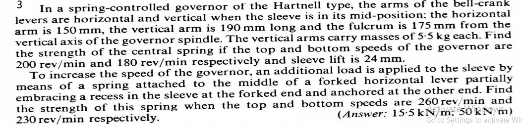 Solved 3 In a spring-controlled governor of the Hartnell | Chegg.com
