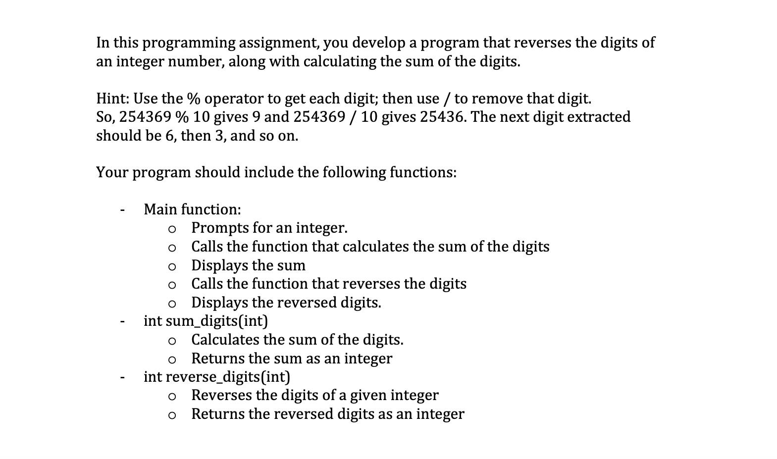 Solved In this programming assignment, you develop a program | Chegg.com