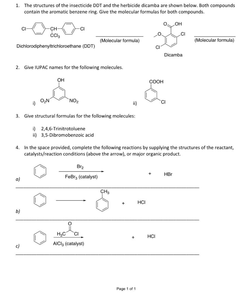 Solved 1. The structures of the insecticide DDT and the | Chegg.com