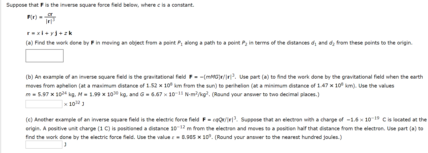 Solved Suppose that F is the inverse square force field | Chegg.com