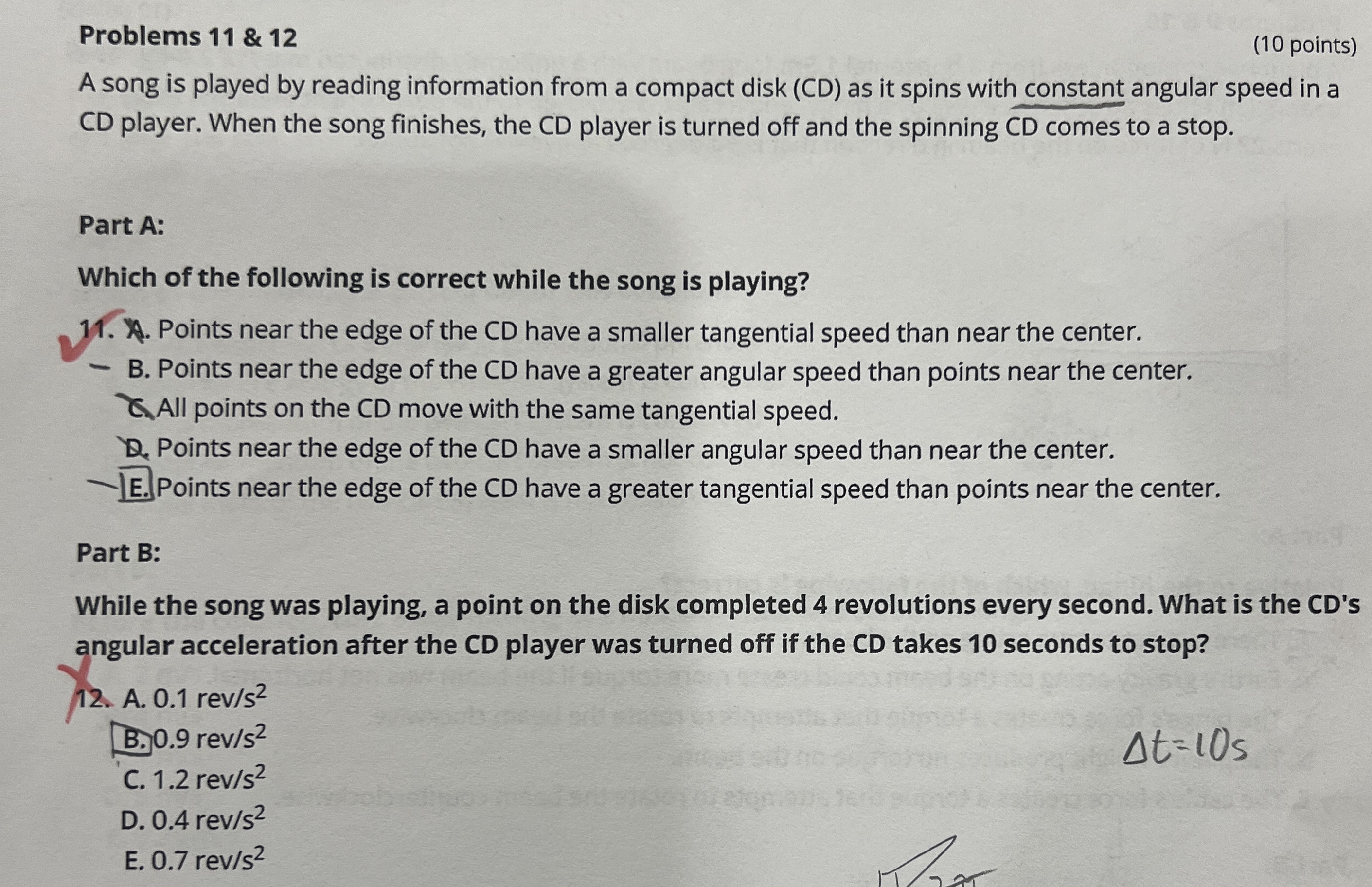 Solved Problems 11 \& 12 (10 points) A song is played by | Chegg.com