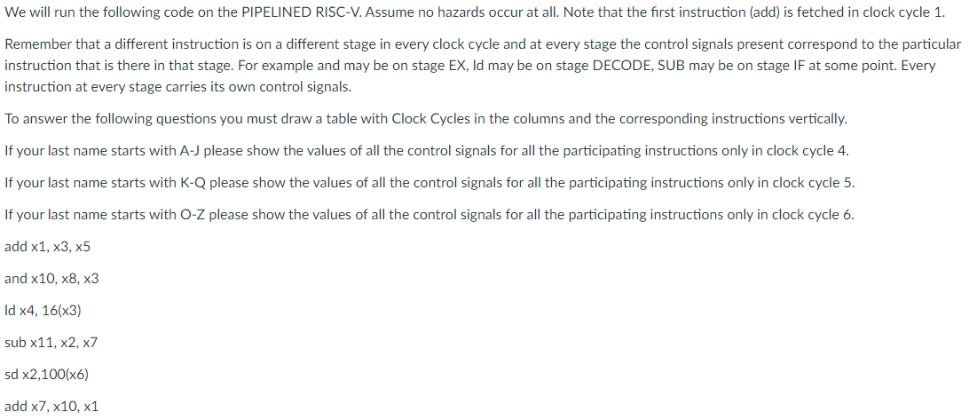 Solved We will run the following code on the PIPELINED | Chegg.com