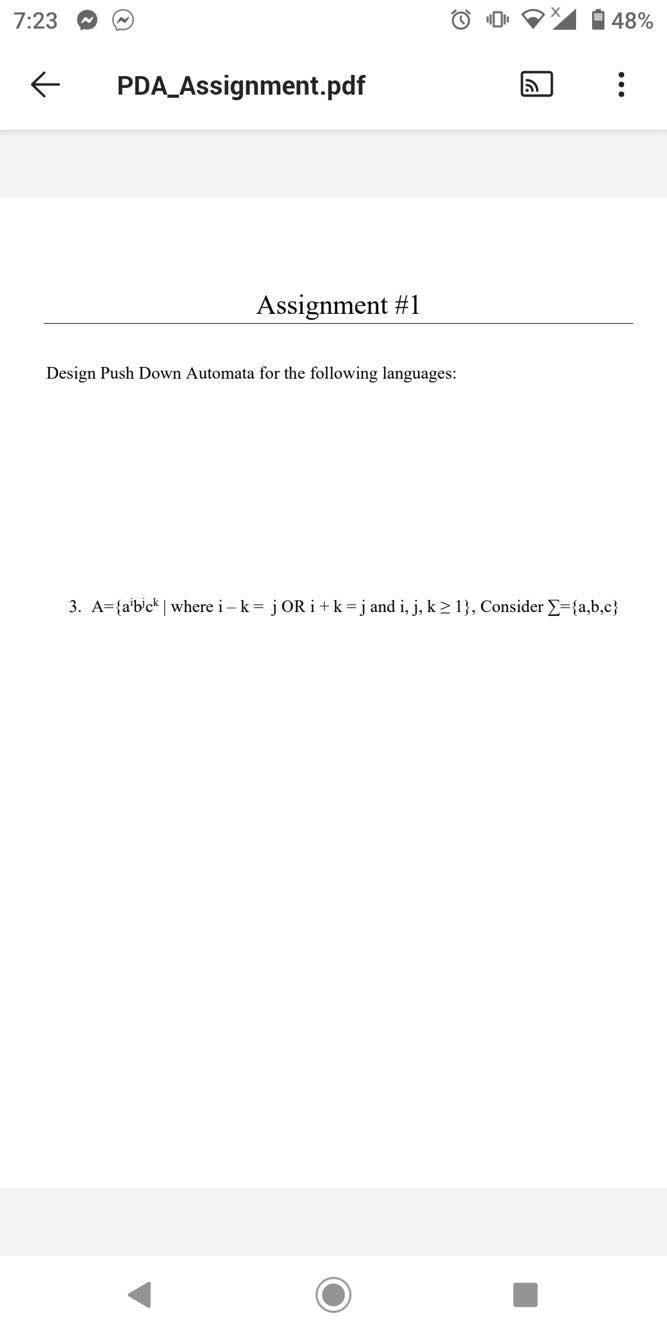 Solved 7:23 © 48% PDA_Assignment.pdf 5 Assignment #1 Design | Chegg.com